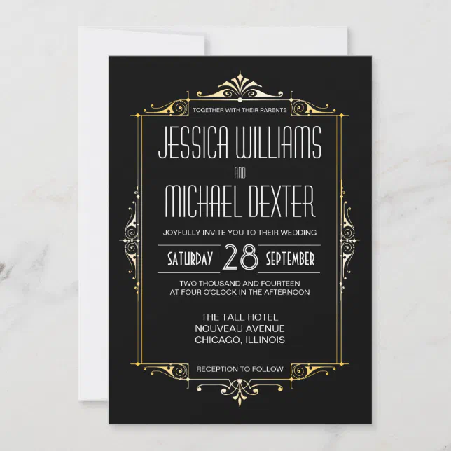 1920's Wedding Invitations Art Deco Pattern | Zazzle