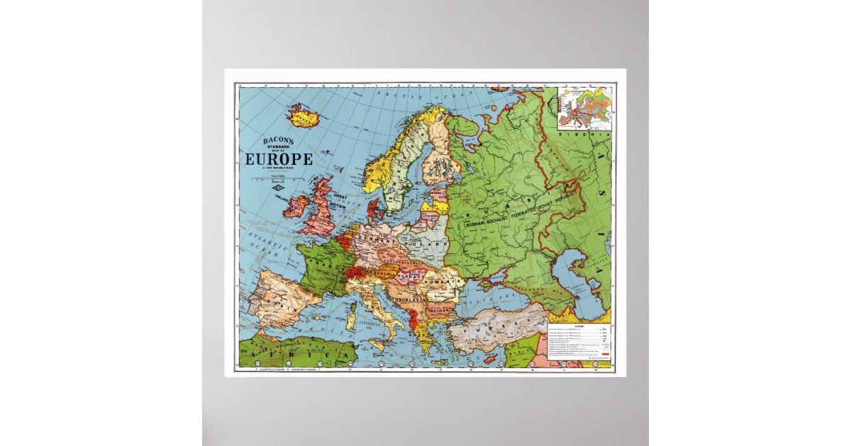 1923 Map of Europe Poster | Zazzle