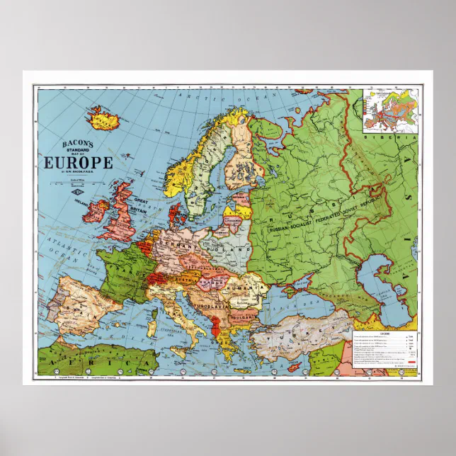 1923 Map of Europe Poster | Zazzle