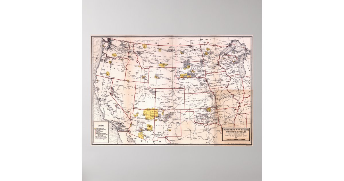 1923 MAP of INDIAN RESERVATIONS Poster | Zazzle