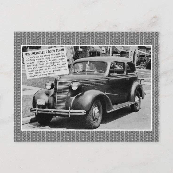1938 Chevrolet 2-door sedan classic car Postcard | Zazzle