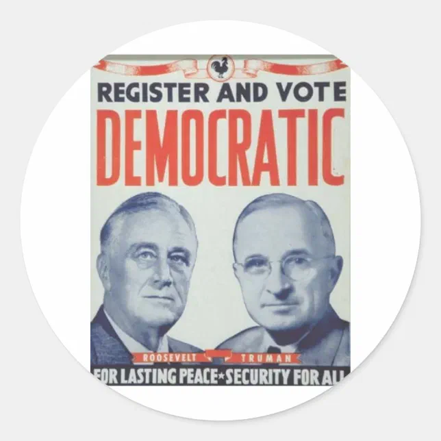 1940 Roosevelt - Truman Classic Round Sticker | Zazzle