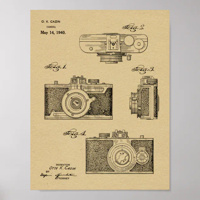 1940 Vintage Camera Patent Art Drawing Print | Zazzle