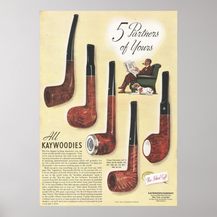 1940 Vintage Pipe Ad Poster | Zazzle.com