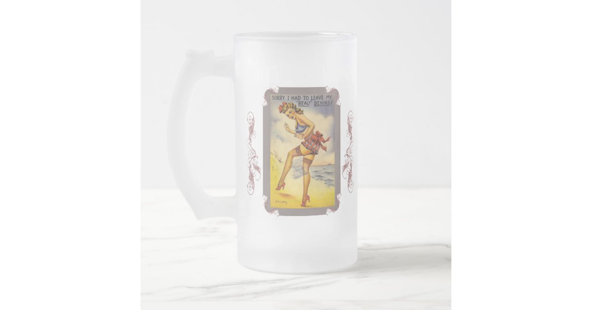 1940s Bathing Beauty Funny Frosted Beer Mug | Zazzle