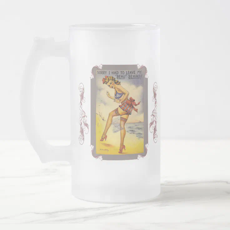 1940s Bathing Beauty Funny Frosted Beer Mug | Zazzle