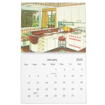 1940s Kitchen Vintage Farmhouse Decor 12 Month Calendar | Zazzle