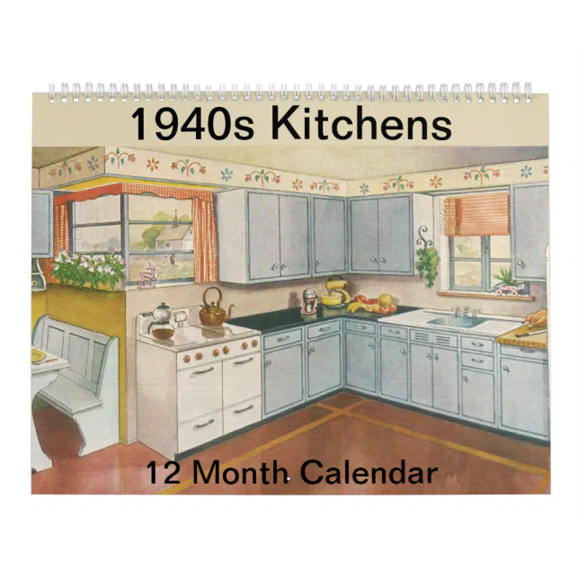 1940s Kitchen Vintage Farmhouse Decor 12 Month Calendar | Zazzle