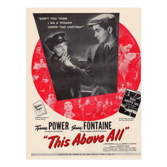 1942 This Above All movie poster Postcard | Zazzle.com