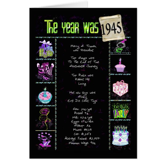 1945 Birthday Fun Facts Card | Zazzle