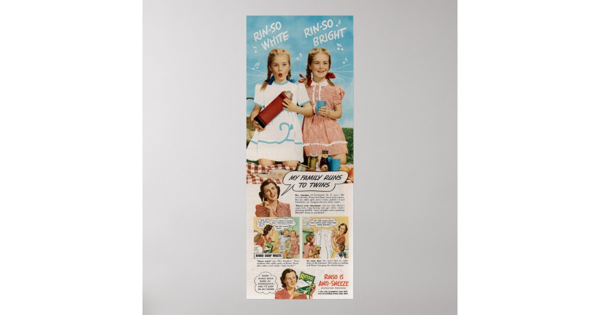 1946 Rinso Detergent Ad Poster | Zazzle