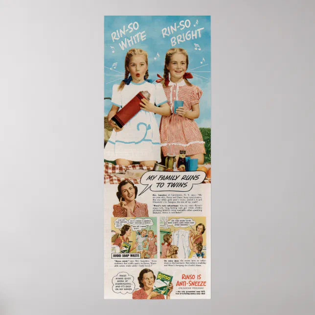1946 Rinso Detergent Ad Poster | Zazzle