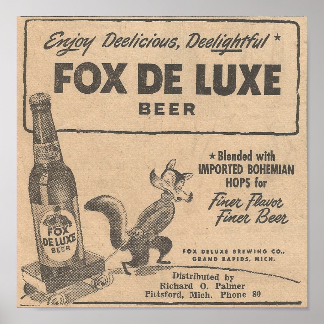 1948 Ad Fox DeLuxe Beer Poster | Zazzle