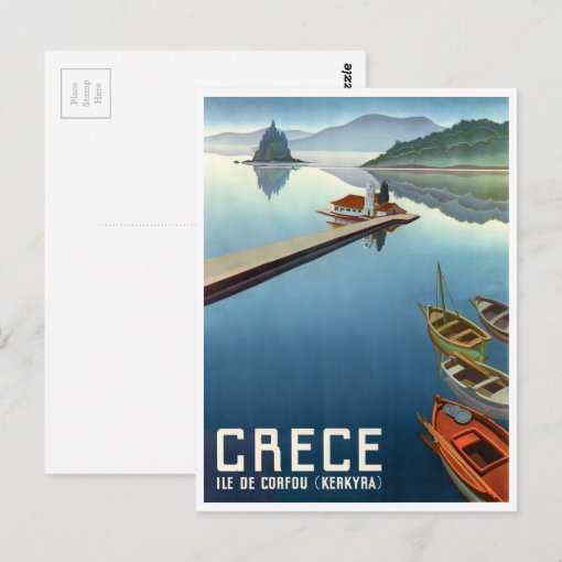 1949 Corfu Greece Travel Poster Postcard | Zazzle