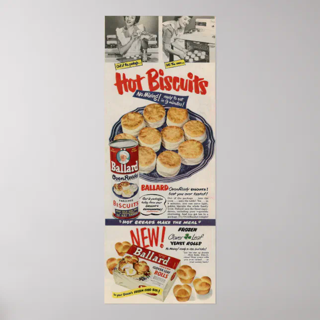 1950 Ballard Biscuits Ad Poster | Zazzle