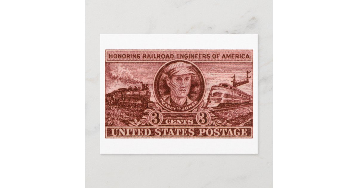 1950 Casey Jones Railroad Stamp Postcard | Zazzle