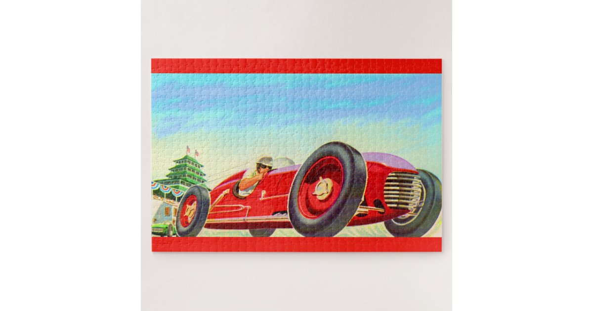 1950 red racing car jigsaw puzzle | Zazzle
