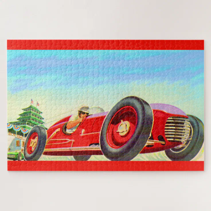 1950 red racing car jigsaw puzzle | Zazzle