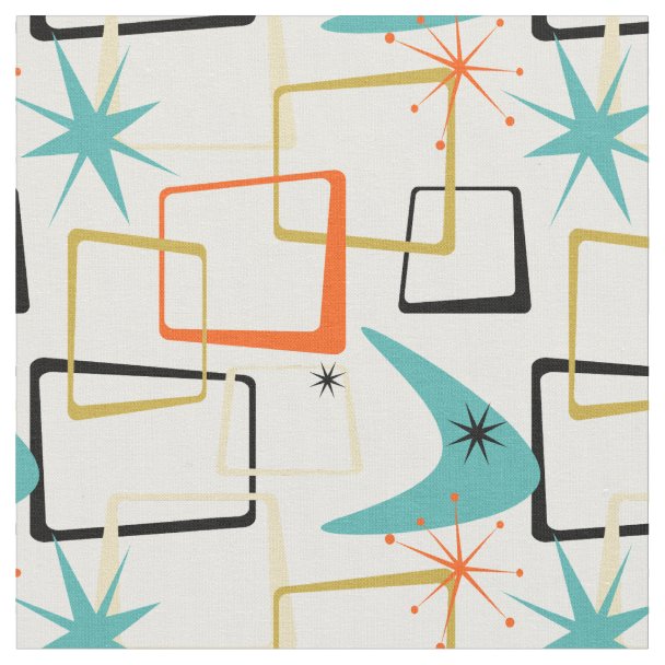 Vintage 1950s Atomic Mid-Century Modern Design Fabric | Zazzle
