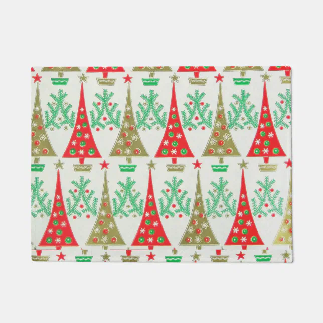 1950s Cartoon Christmas Tree Door Mat | Zazzle