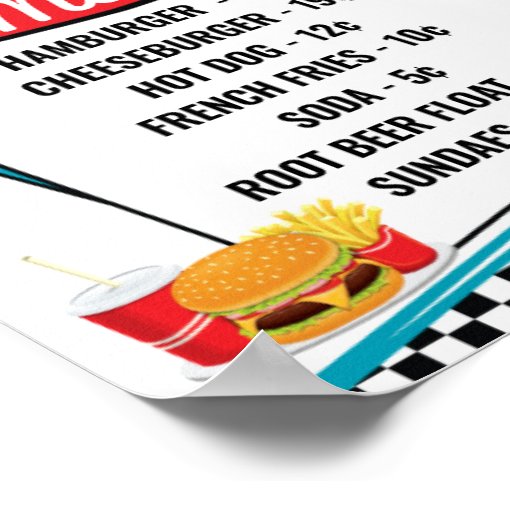 1950's Diner Vintage Menu Poster | Zazzle