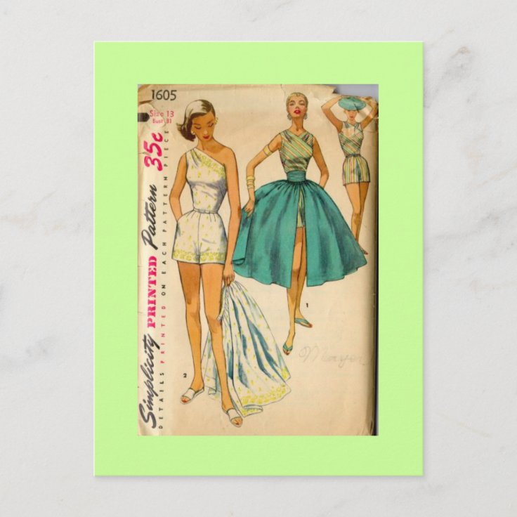 1950s fashion postcard | Zazzle