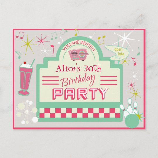 1950s Party Invitation Postcard | Zazzle.com