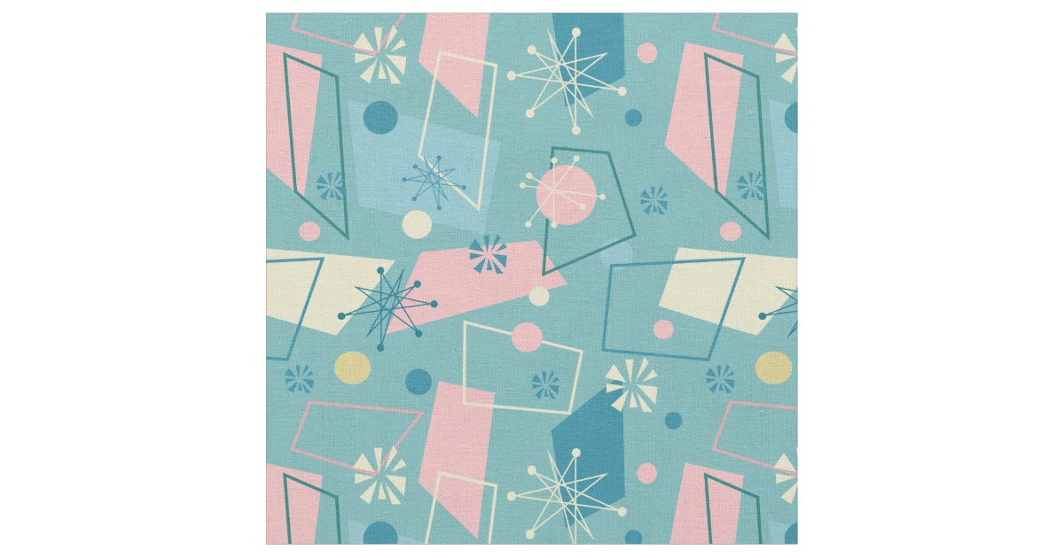 1950s Retro Atomic Pastel Pattern Fabric | Zazzle