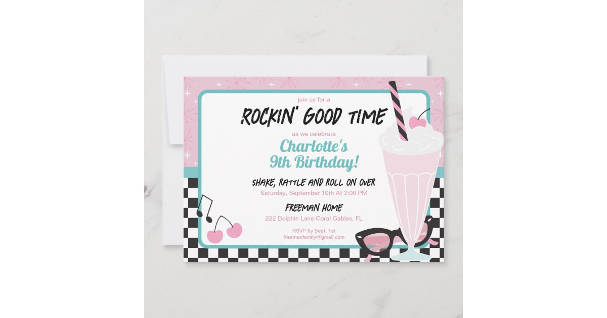 1950s Retro Diner Birthday Party Invitation – Sock | Zazzle