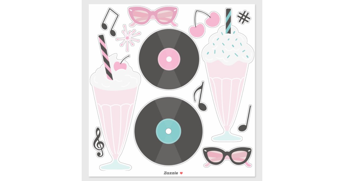 1950s Retro Diner Stickers – Sock Hop Rock and Rol | Zazzle