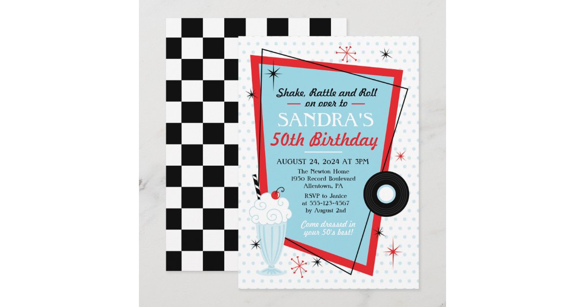 1950s Sock Hop Birthday Party Invitation | Zazzle