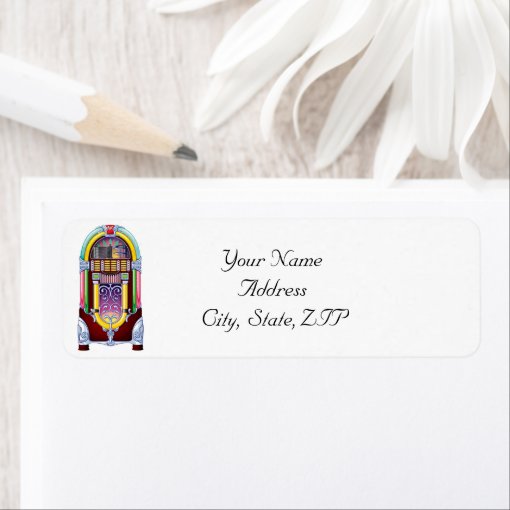 1950s Vintage Jukebox Return Address Label | Zazzle