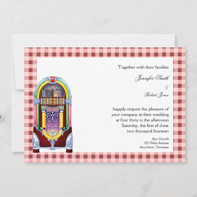 1950s Vintage Jukebox Wedding Invitation | Zazzle