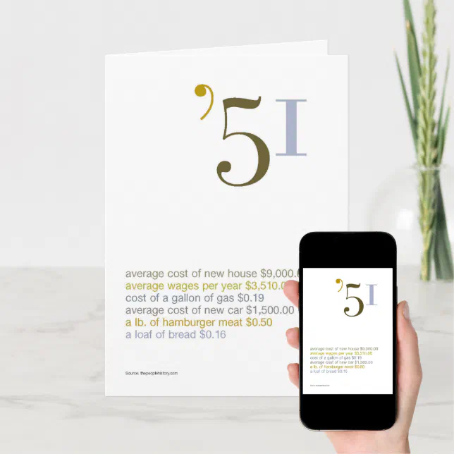 1951 Birthday Fun Facts Card | Zazzle