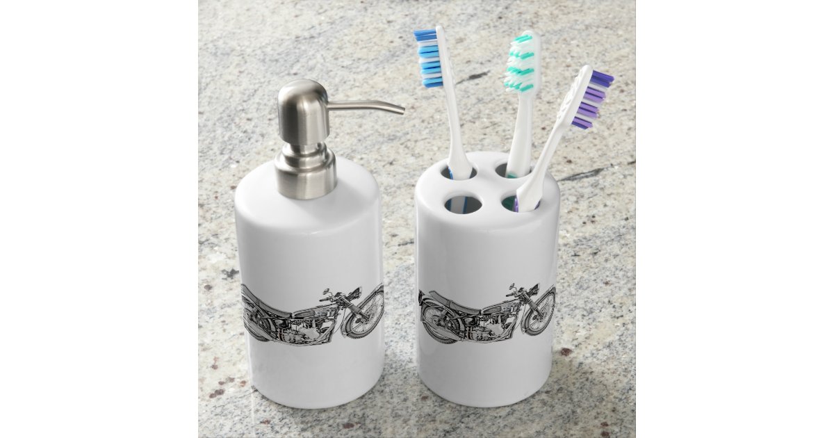 1952 Velocette Venom Motorcycle Soap Dispenser & Toothbrush Holder | Zazzle