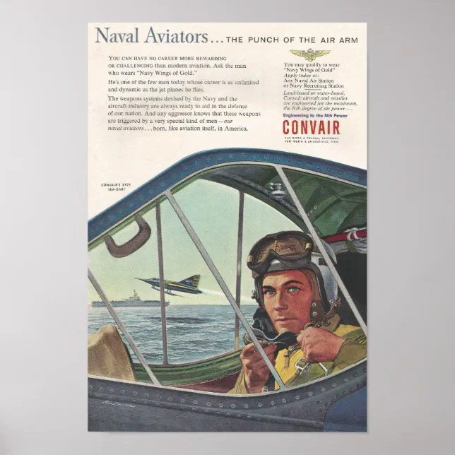 1954 Ad Convair Naval Aviators Poster | Zazzle