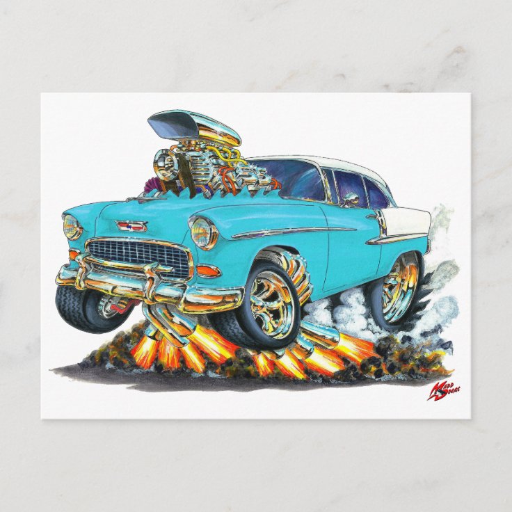 1955 Chevy Belair Turquoise Car Postcard | Zazzle