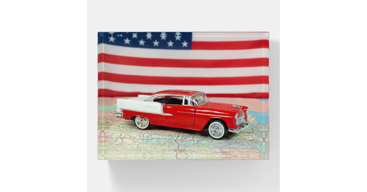 1955 Chevy Car On Map Paperweight | Zazzle