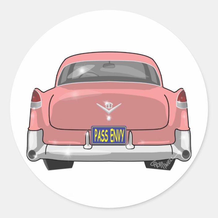 1955 Pink Cadillac Classic Round Sticker | Zazzle.com