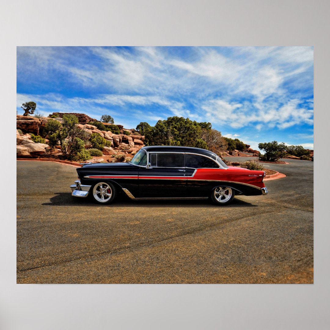 1956 chevy bel air street rod poster | Zazzle
