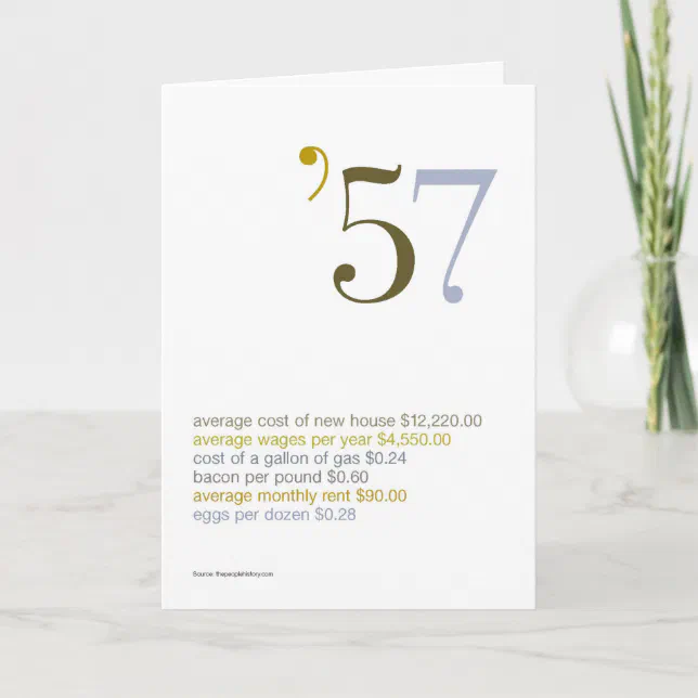1957 Birthday Fun Facts Card | Zazzle