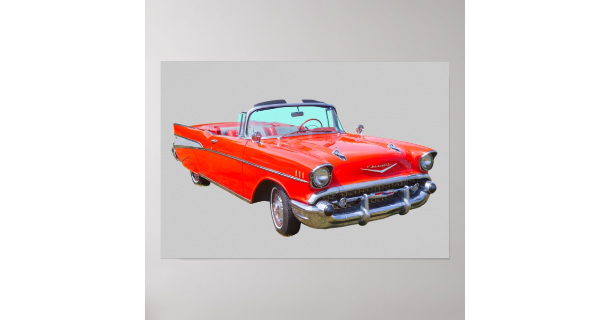 1957 Chevrolet Bel Air Convertible Antique Car Poster | Zazzle