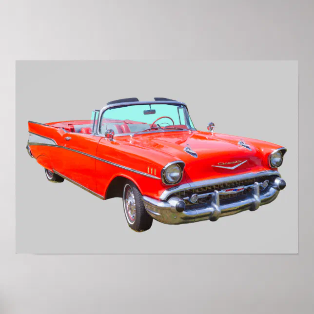 1957 Chevrolet Bel Air Convertible Antique Car Poster | Zazzle
