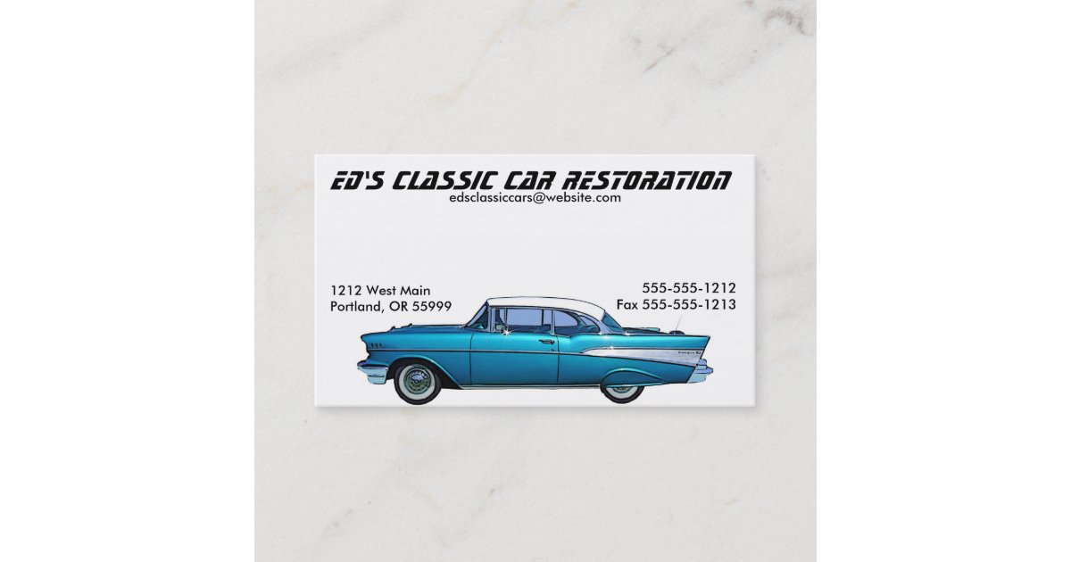 1957 Chevy Chevrolet Bel Air Classic car auto Business Card | Zazzle