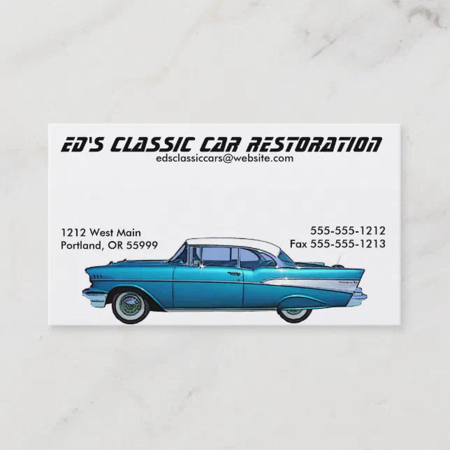 1957 Chevy Chevrolet Bel Air Classic car auto Business Card | Zazzle