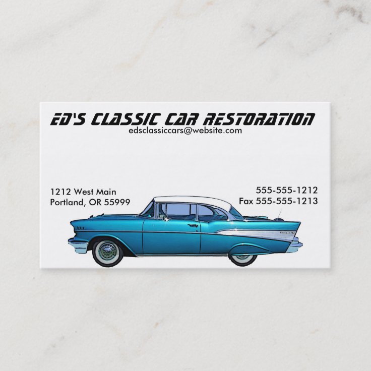 1957 Chevy Chevrolet Bel Air Classic car auto Business Card | Zazzle