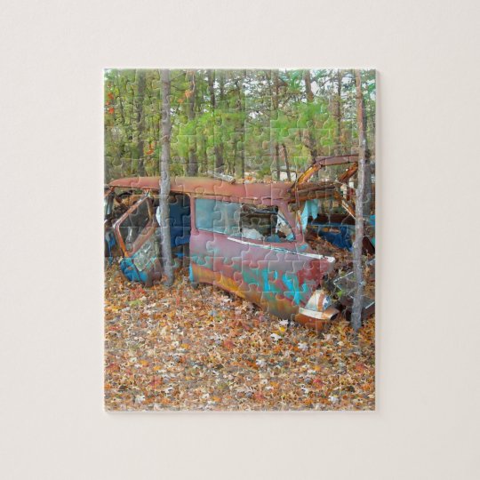 1957 Chevy Nomad Rusting in Wooded Junkyard Jigsaw Puzzle | Zazzle.com