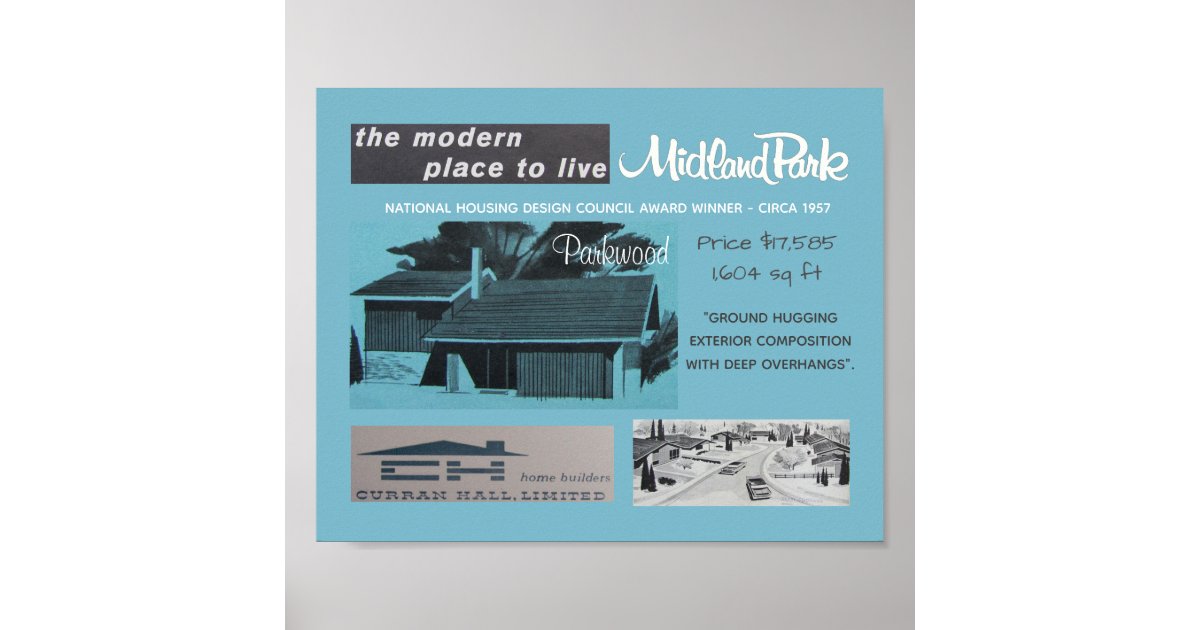 1957 Design Award Winner Mid-Century Modern House Poster | Zazzle