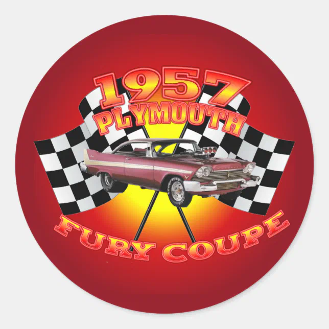 1957 Plymouth Fury Coupe Stickers. Classic Round Sticker | Zazzle
