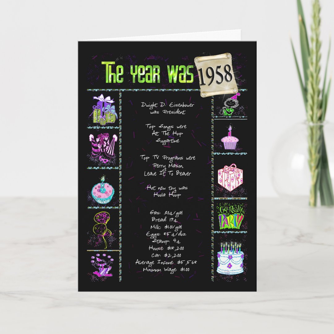 1958 Birthday Fun Facts Card | Zazzle